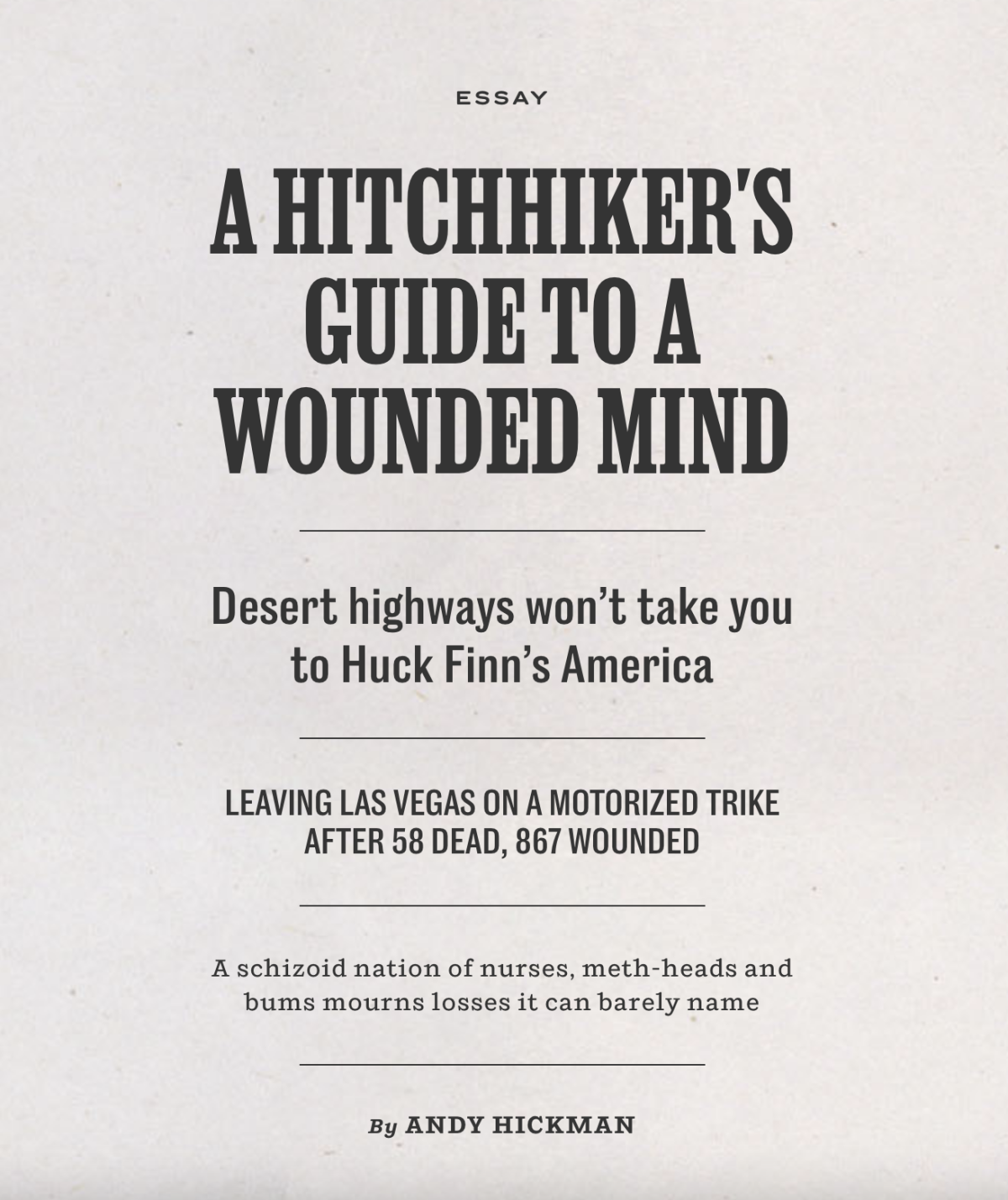 A Hitchhiker's Guide to a Wounded Mind – County Highway