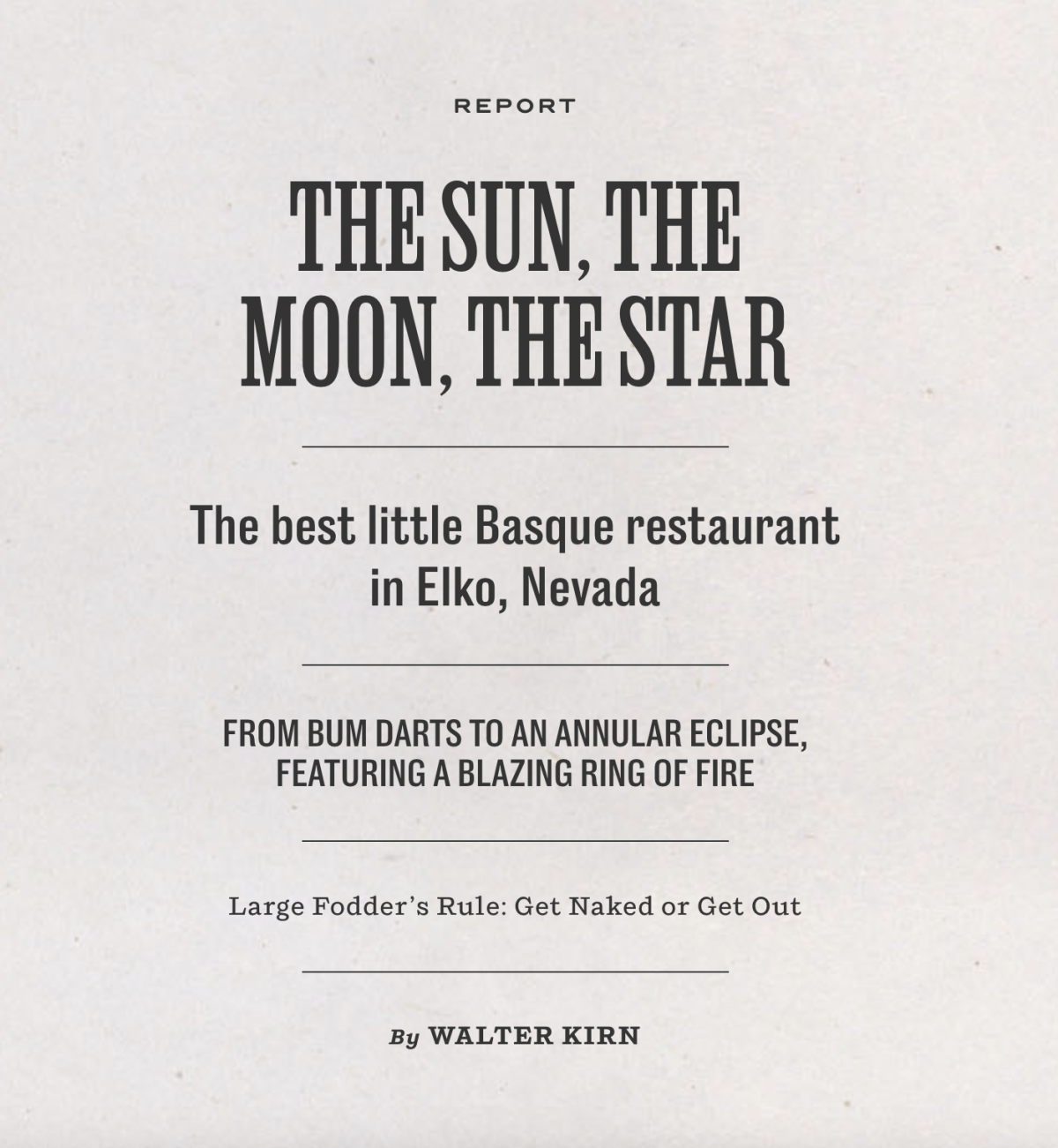 The Sun, The Moon, The Star – County Highway